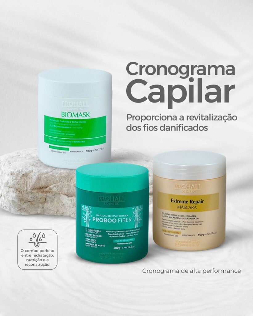 Kit Cronograma Capilar Profissional Prohall ( 3 Itens ) 500g - La Néli ...
